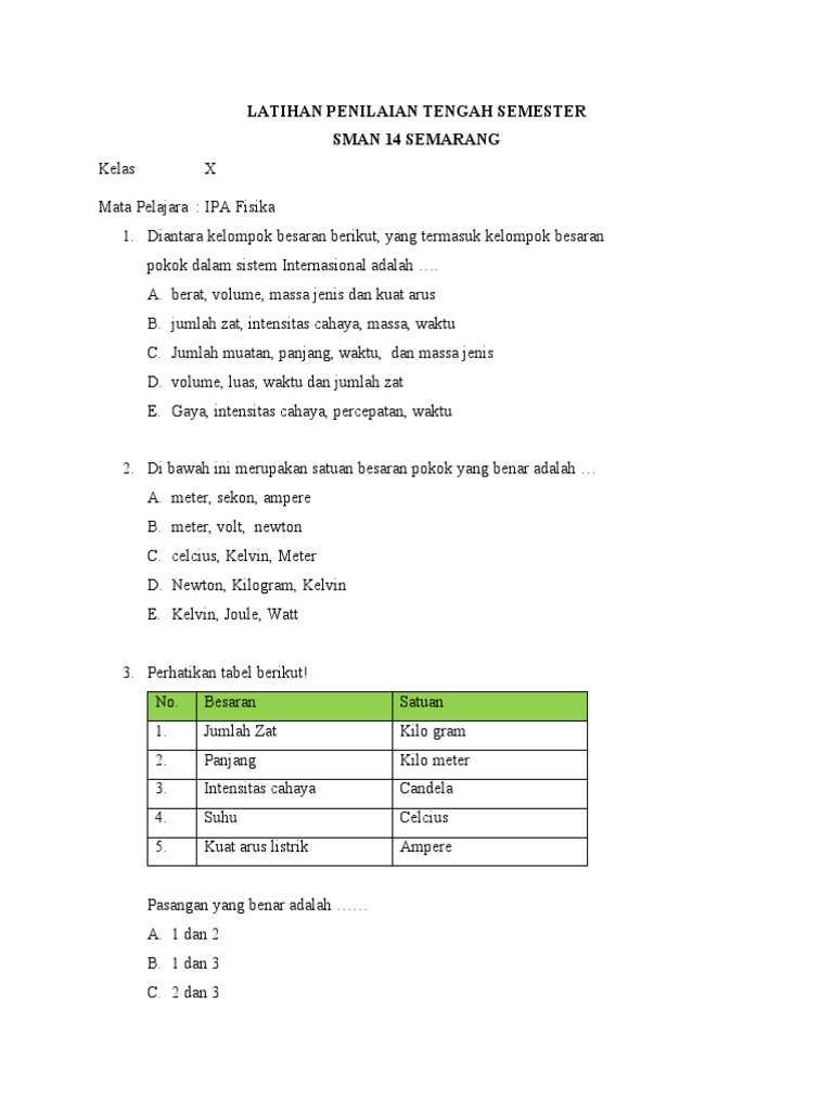 Latihan PTS Fisika Kelas X | PDF | Metode & Bahan Ajar | Teknologi & Rekayasa