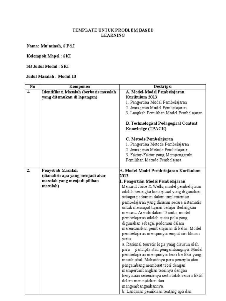 Template Untuk Problem Based Learning | PDF