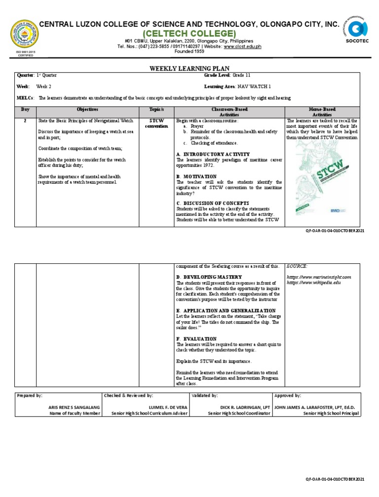 Nav Watch 1-Week 2-Learning-Plan | PDF | Learning | Behavior Modification