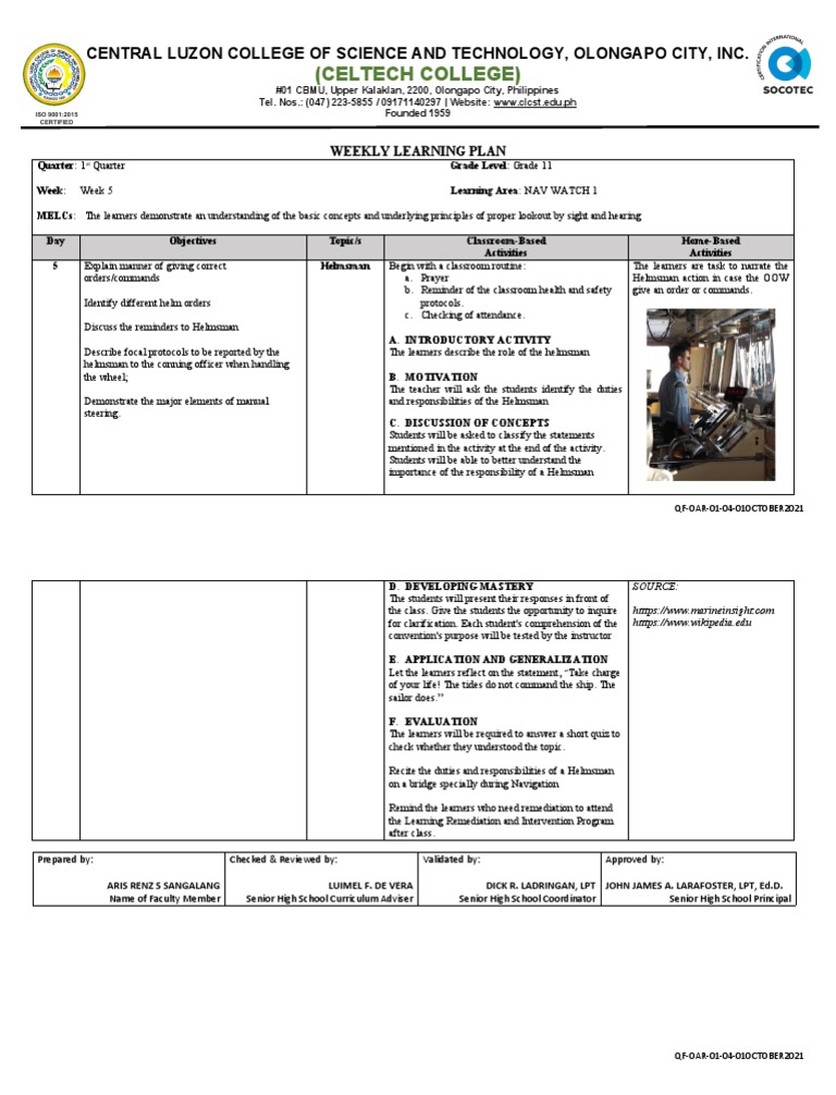 Nav Watch 1-Week 5-Learning-Plan | Download Free PDF | Learning | Teaching