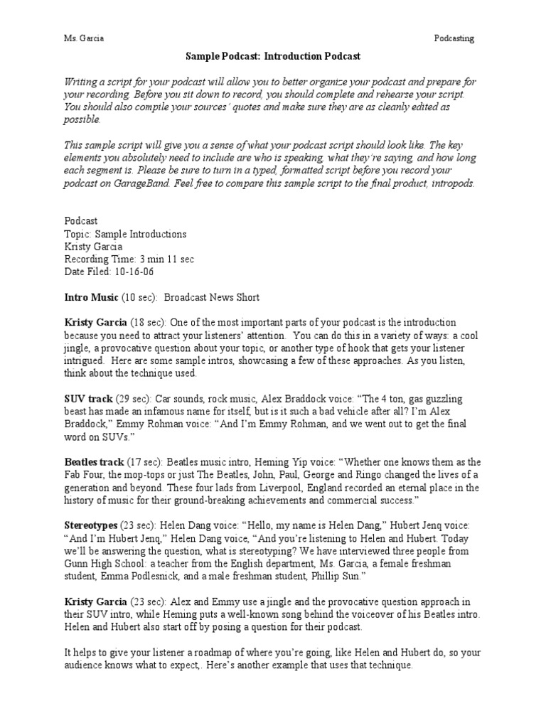 Sample Podcast Script | PDF | Podcast