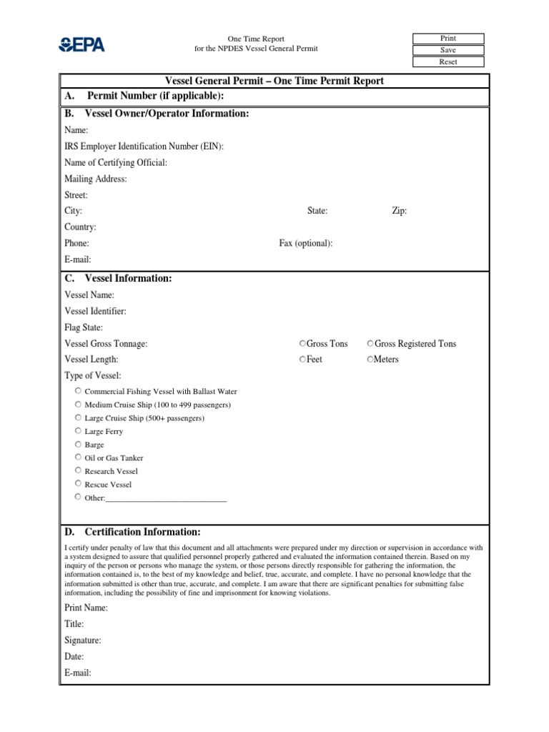 VGP05 One Time Permit Report | PDF