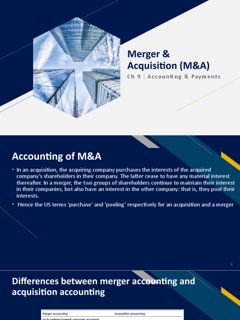 Merger Acquisition (MA) Ch9 Accounting and Payments | PDF | Mergers And ...