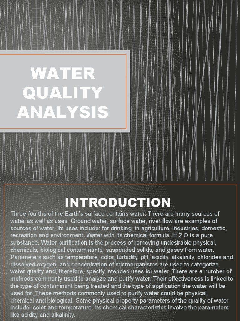 Water Quality Analysis Methods and Results | PDF | Water | Water Quality