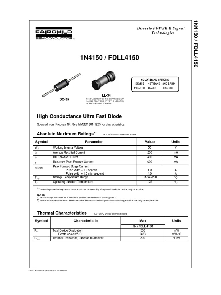 1N4150 FDLL4150 | PDF | Diode | Physical Quantities