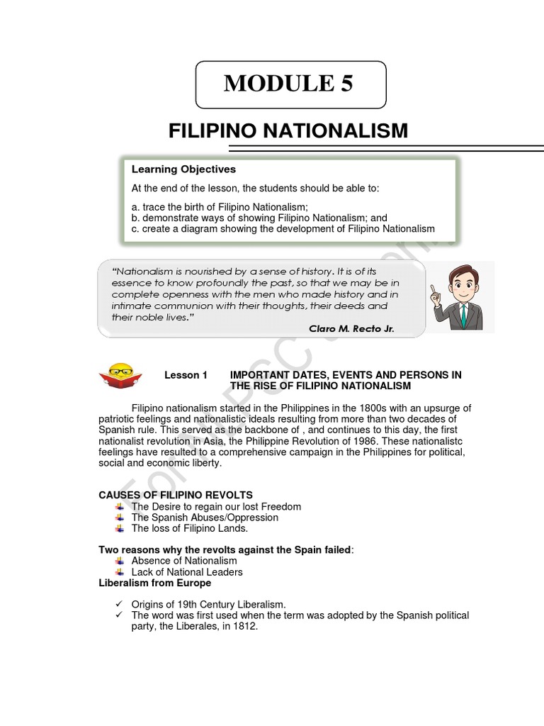 Module 5 Filipino Nationalism | PDF | Philippines