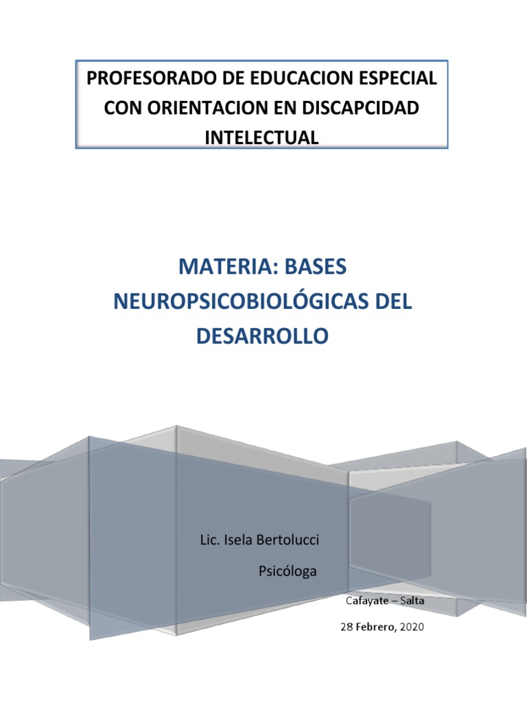 Programa Bases Neuropsicobiológicas Del Desarrollo (1) - 1 | PDF | Sistema nervioso central ...
