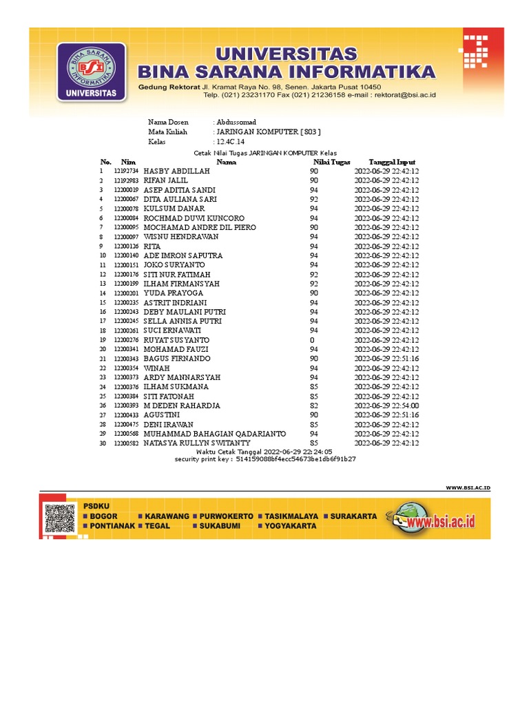 Input Nilai Jarkom 2 | PDF