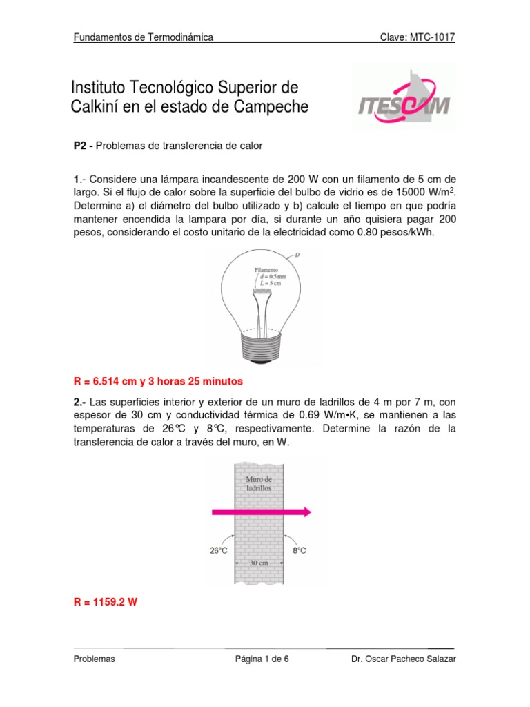 P2 - Problemas de Transferencia de Calor | PDF | Calor | Transferencia de calor