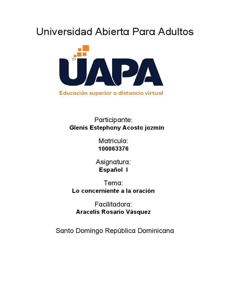 Lo Concerniente A La Oración Lengua I | PDF | Oración (Lingüística ...