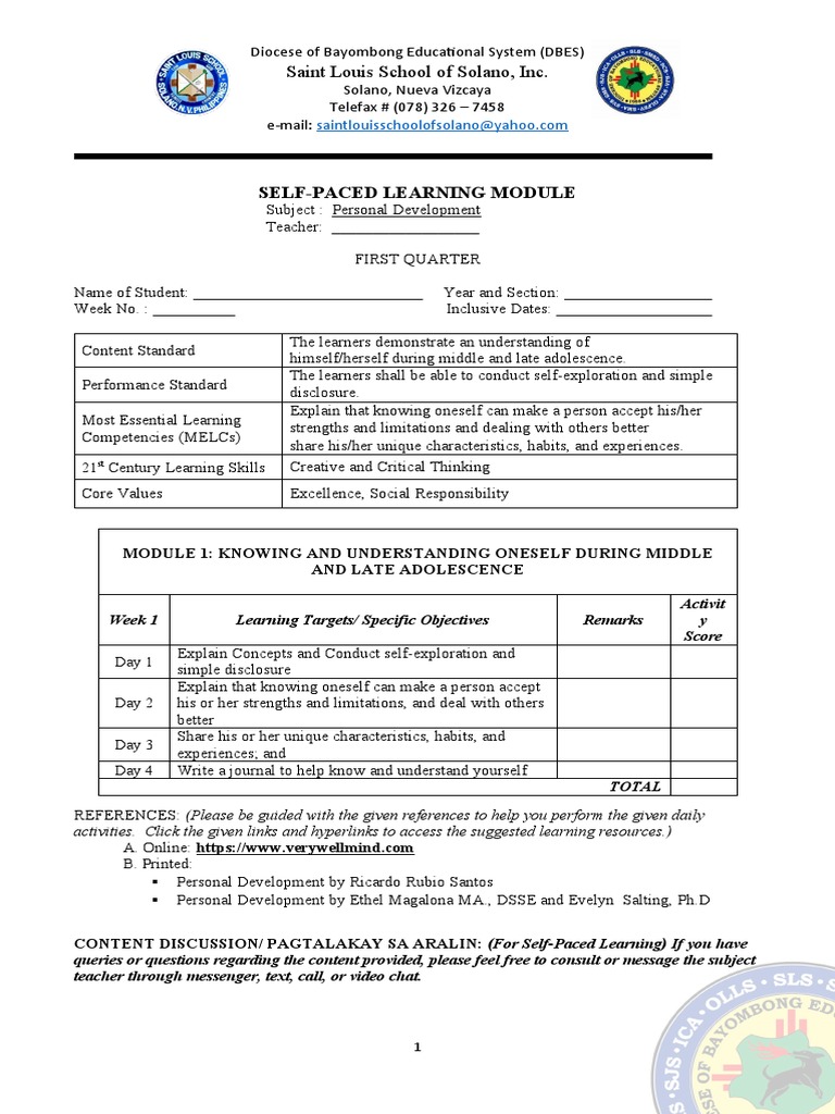 PERSONAL DEVELOPMENT 1st Quarter | PDF | Emotions | Extraversion And ...
