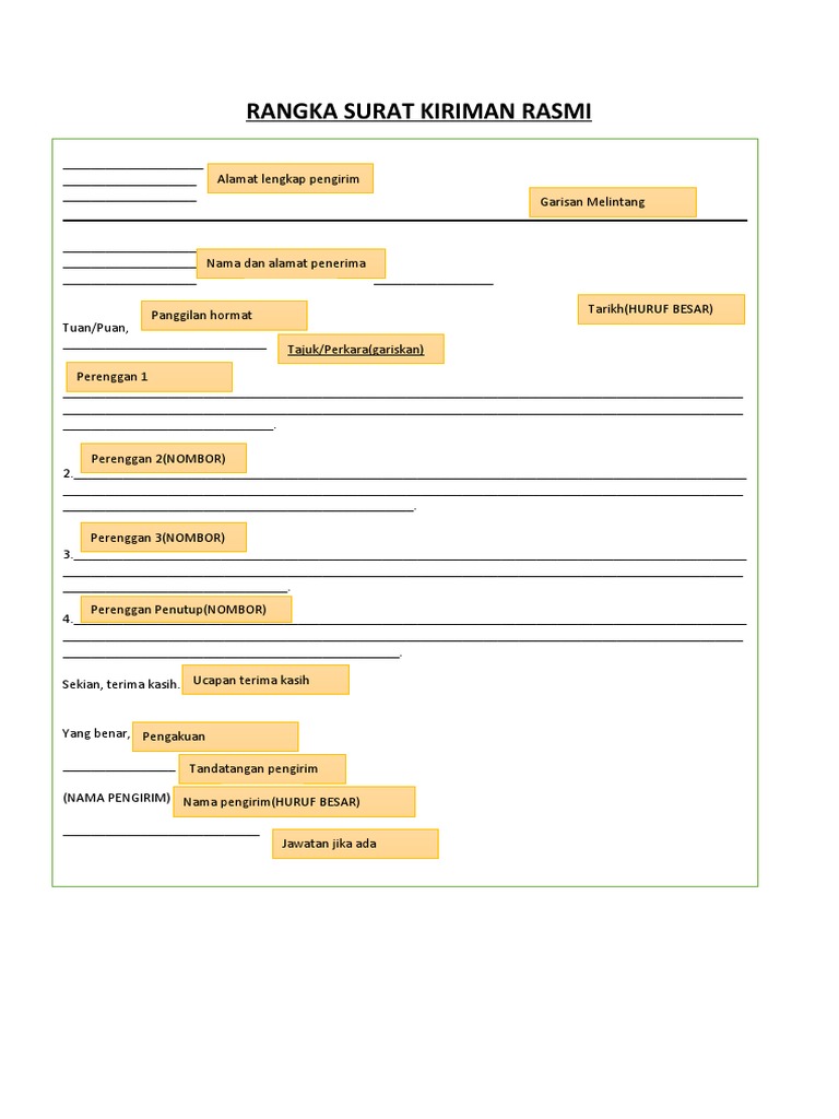 Rangka N Contoh Karangan Surat Kiriman Rasmi | PDF