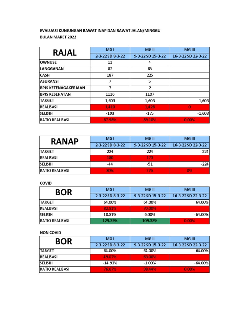 Evaluasi Kunjungan Ranap Dan Rajal 2022 | PDF