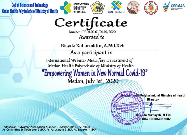 Midwifery Certificate Risyda Kaharuddin, A.Md - Keb | PDF