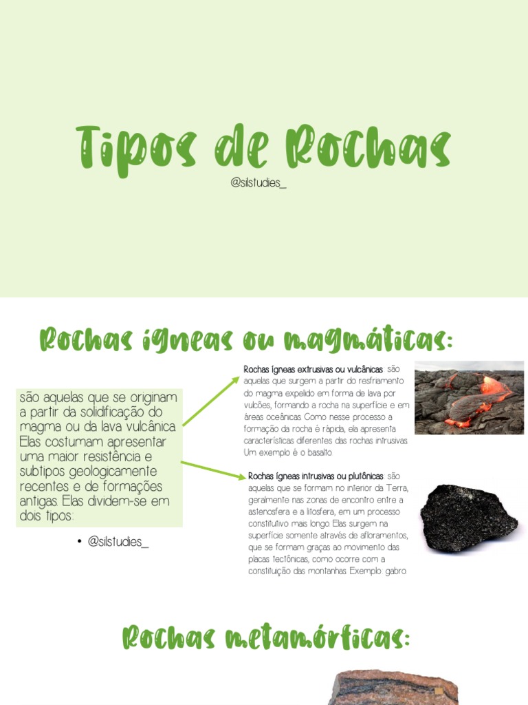 Tipos de Rochas | PDF | Rochas (Geologia) | Rocha ígnea