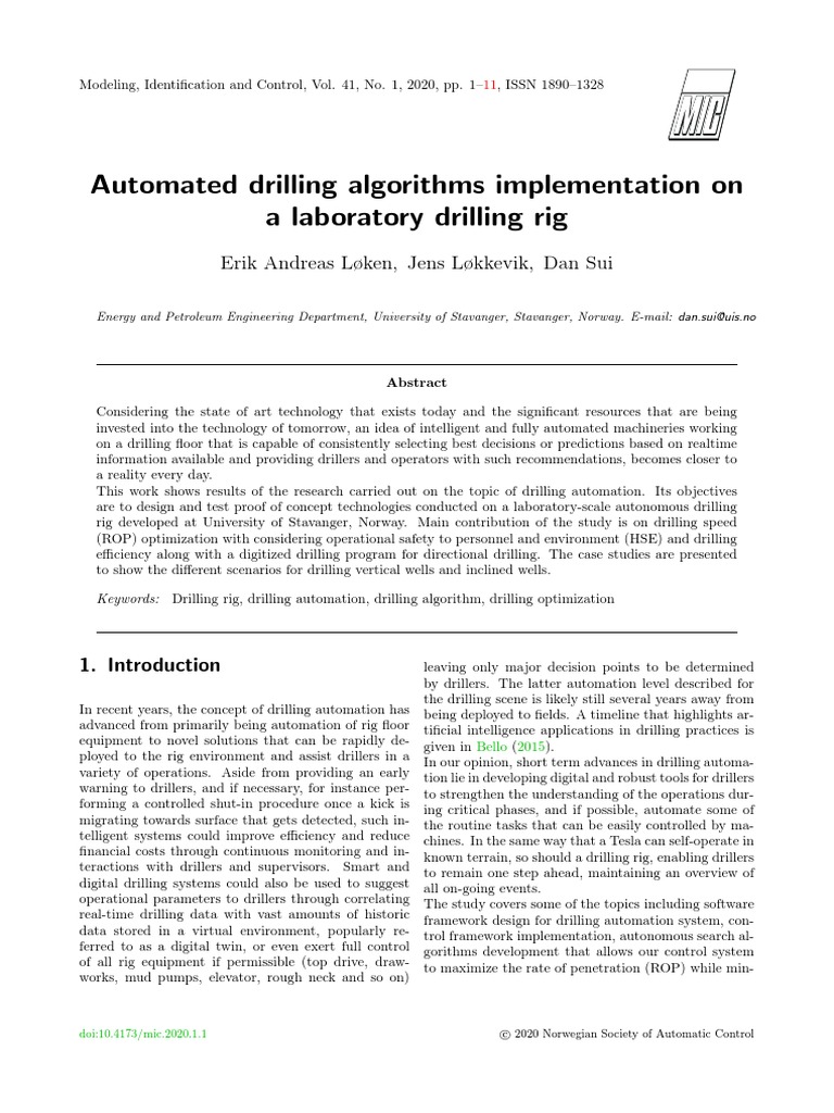 Automated Drilling Algorithms Implementation | PDF
