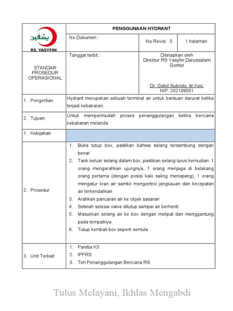 SOP 22 - Penggunaan Hydrant | PDF