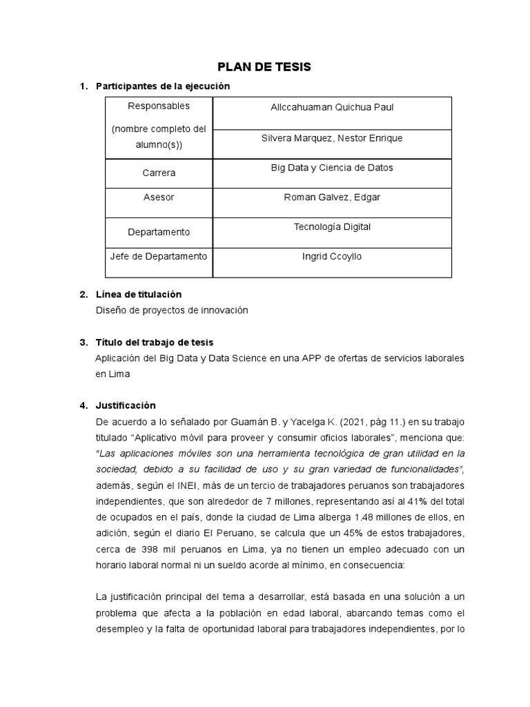 PLAN DE TESIS - Firmado | PDF | Big Data | Economias