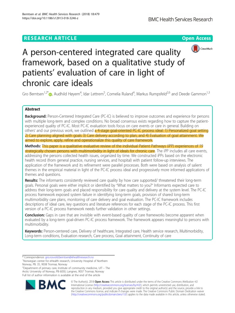 Introduction To Person Centred Care - Journal Article | PDF | Health ...