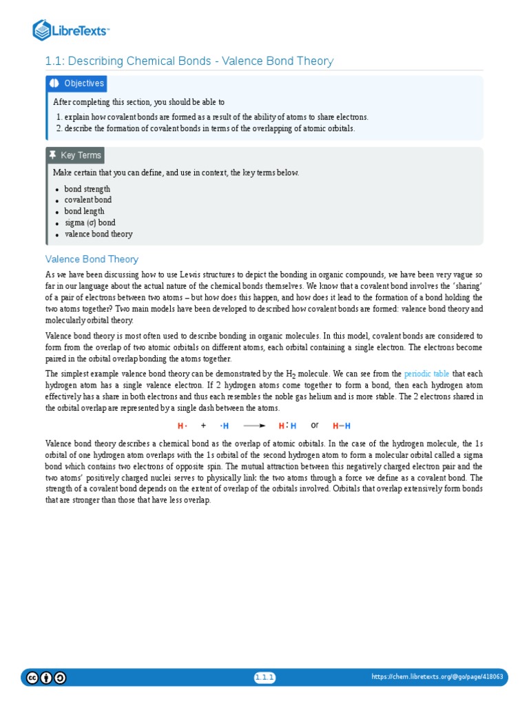 1.1! Describing Chemical Bonds - Valence Bond Theory | Download Free ...