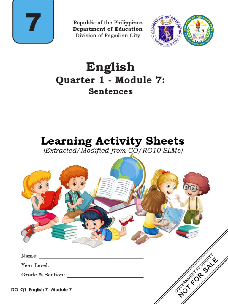 English 7 Module 7 Sentences | PDF | Sentence (Linguistics) | Question