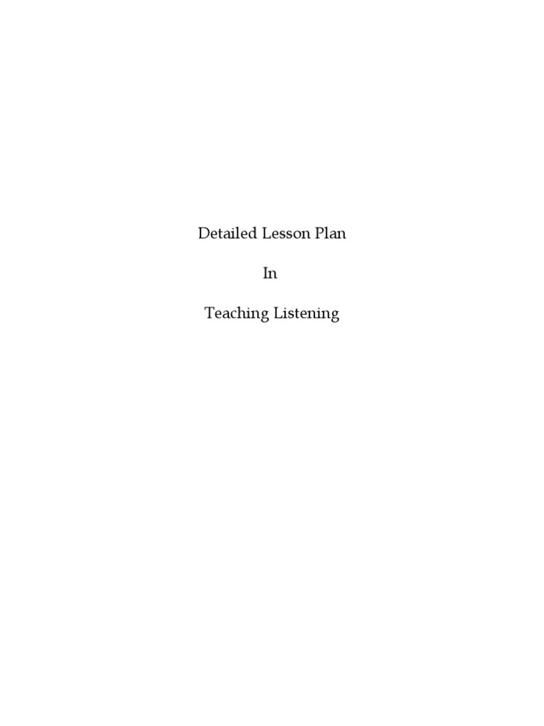 Grade 7 Listening Skills Lesson Plan | PDF | Lesson Plan | Teachers