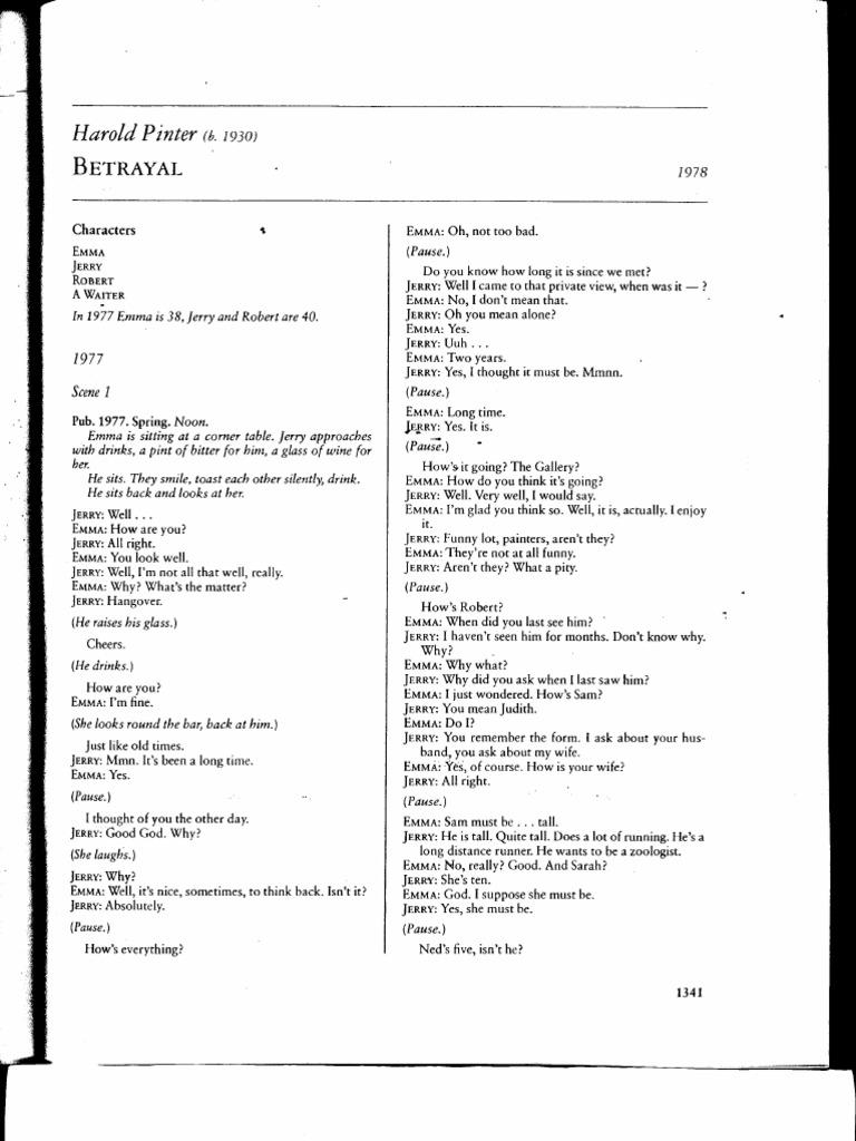 Betrayal Harold Pinter | PDF