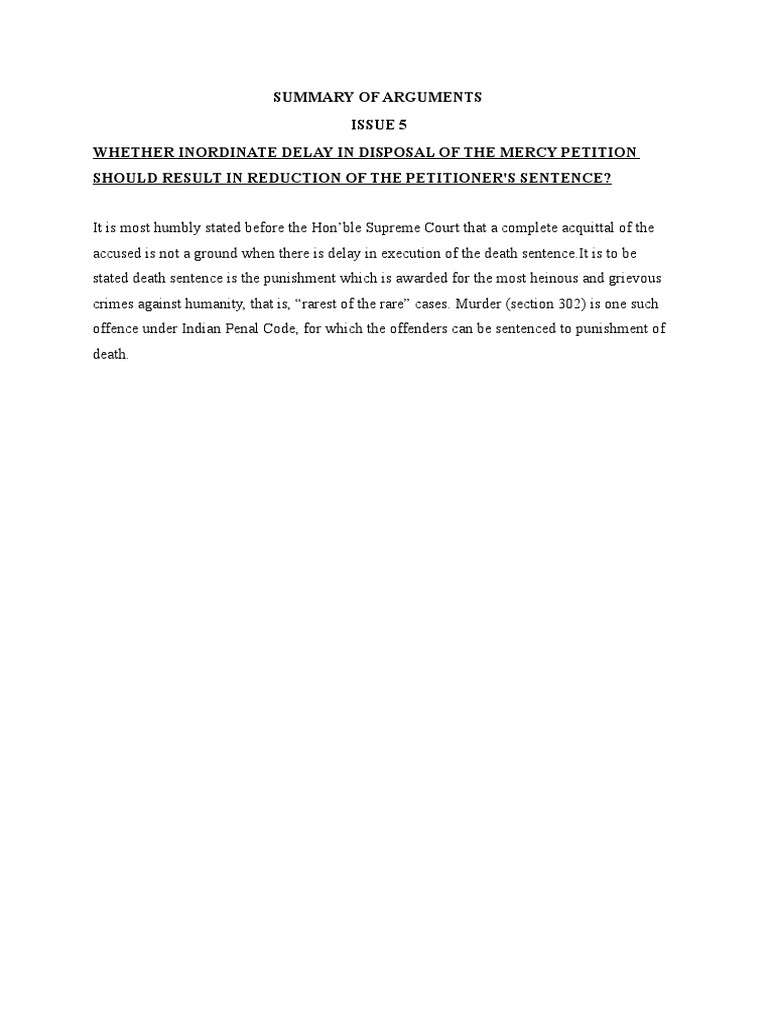 Delay in Mercy Petition and Death Sentences | PDF | Capital Punishment ...