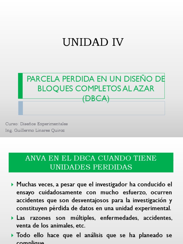 Estimación de Parcelas Perdidas en DBCA | PDF | Experimentar | Métodos matemáticos y ...