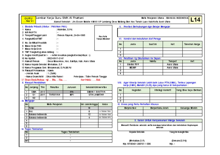 Lembar Kerja Guru | PDF