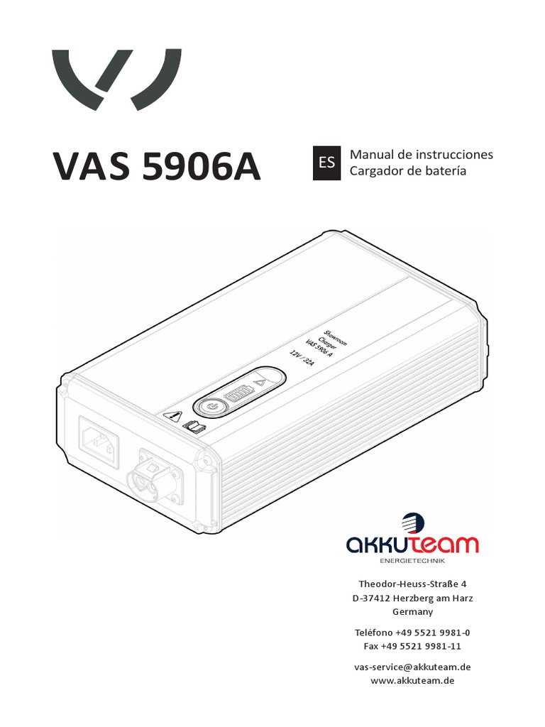 Operating Manual VAS 5906A Spanish | PDF | Ingenieria Eléctrica | Cargador de batería