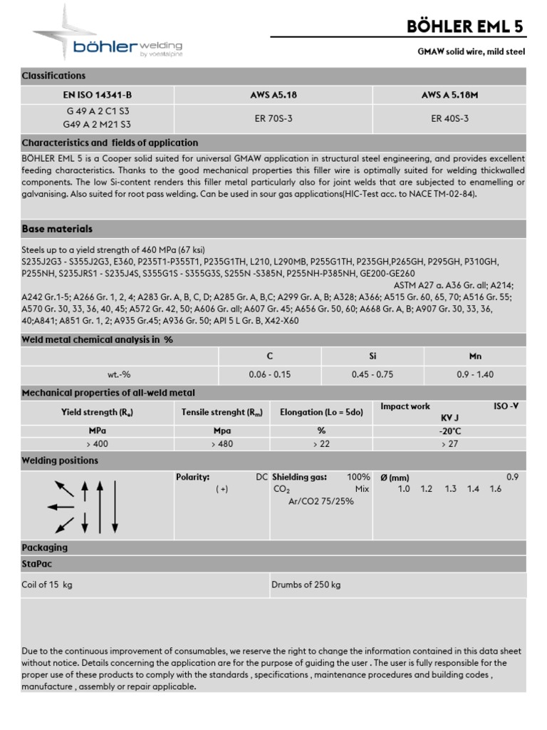 BOHLER EML 5 GMAW EN | PDF | Welding | Construction