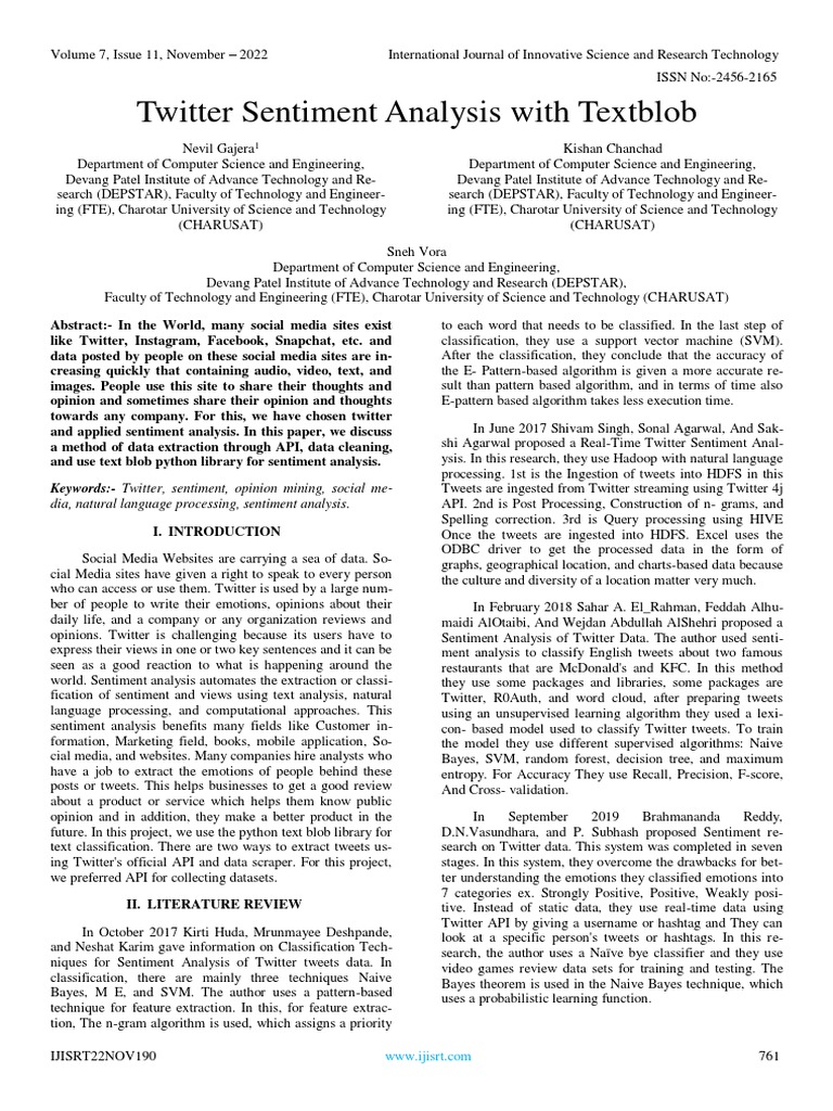 Twitter Sentiment Analysis With Textblob Pdf Statistical Classification Machine Learning