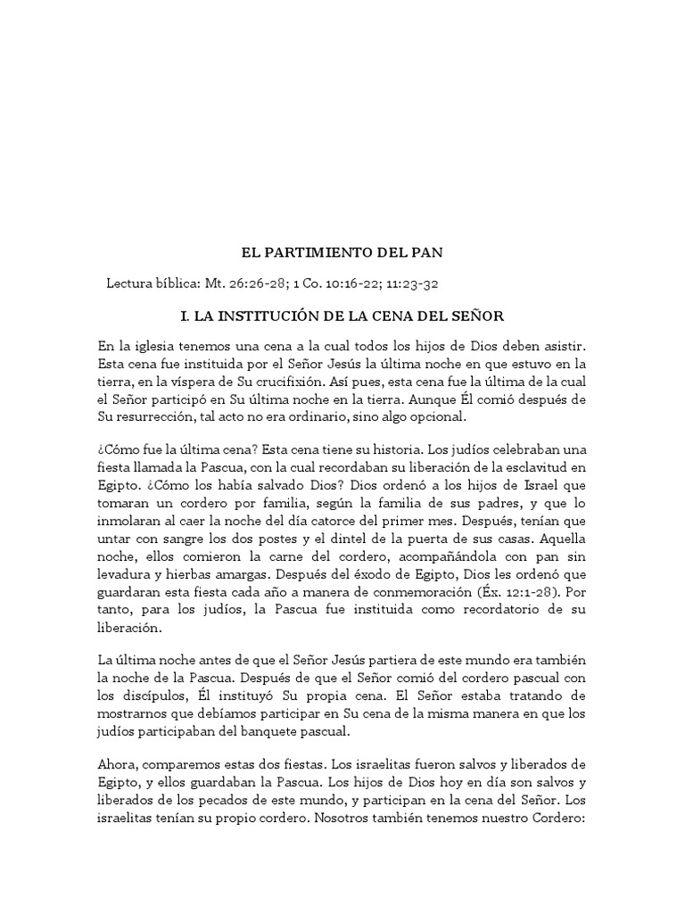 Significado del Partimiento del Pan | PDF | eucaristía | Pascua de ...