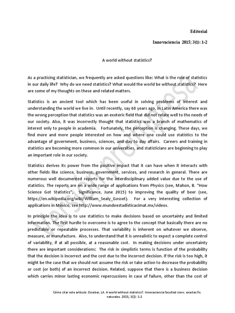 A World Without Statistics | PDF | Statistics | Risk