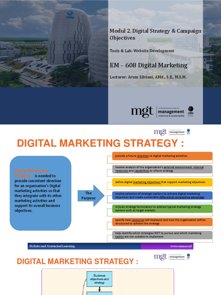 EM – 608 Digital Marketing: Module 2 - Developing a Digital Marketing Strategy and Website | PDF ...