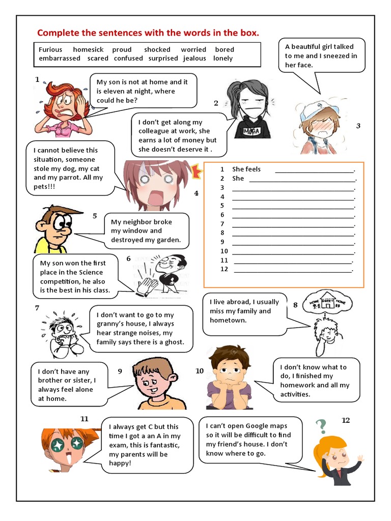 Adjectives To Describe Feelings 2 Picture Description Exercises ...