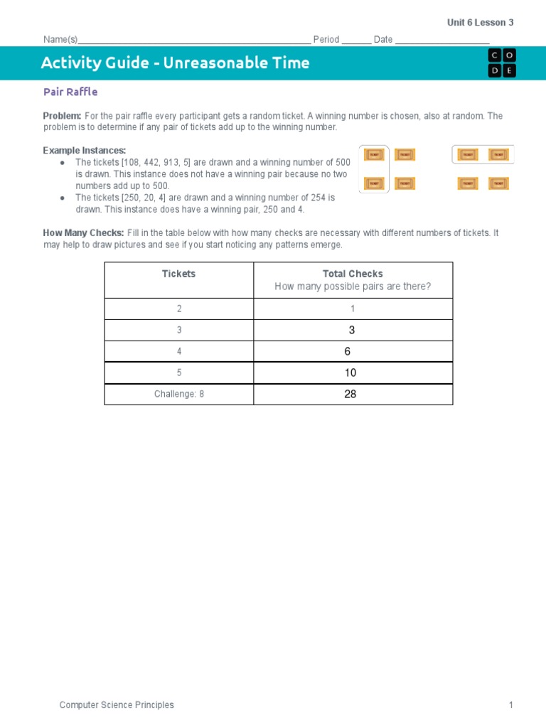 Activity Guide - Unreasonable Time - Unit 6 Lesson 3 | PDF