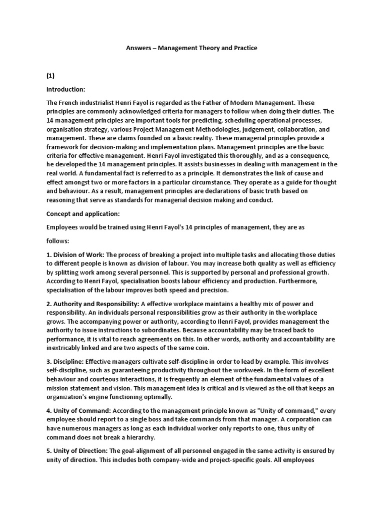 Answers - Management Theory and Practice - Nimin | PDF | Science ...