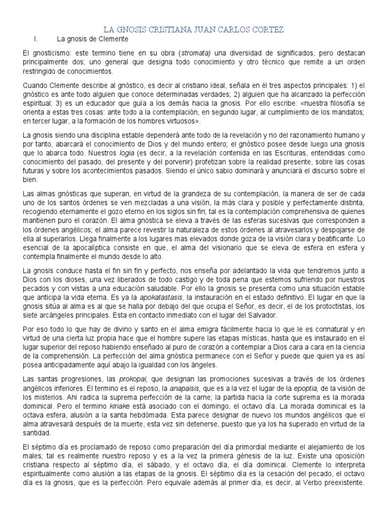 La Gnosis de Clemente | PDF | Gnosticismo | Origen