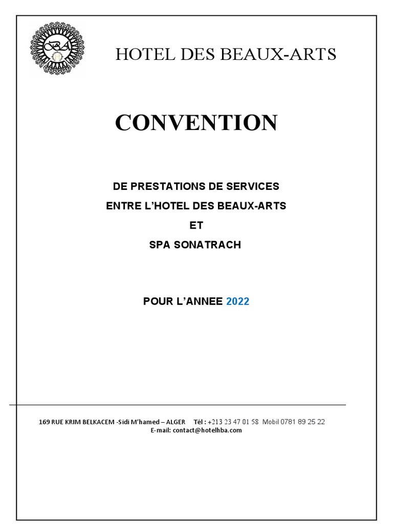 Convention de Services Hôtel Sonatrach | PDF | Facture | Banques