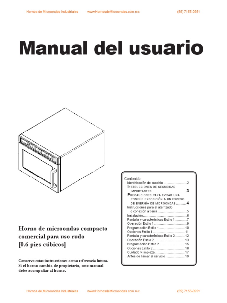 Manual de Microwv | PDF | Enchufes y tomas de corriente alterna | Electricidad