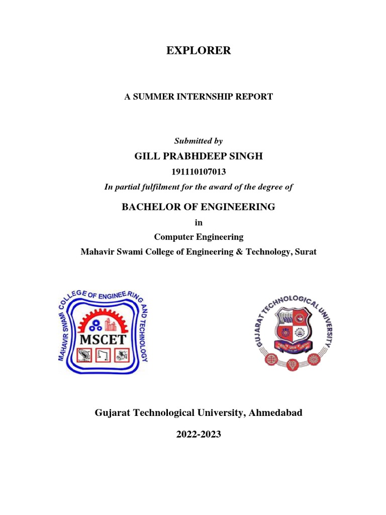 Internship Report Gtu | PDF | Html | Hyperlink