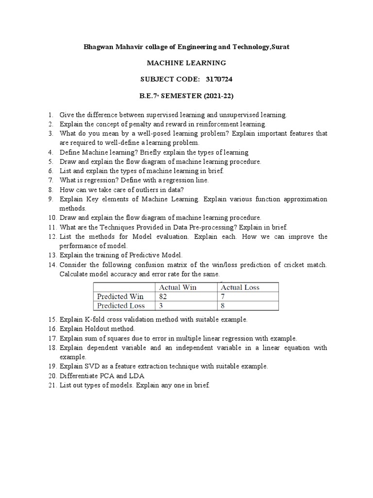 ML Question Bank | PDF