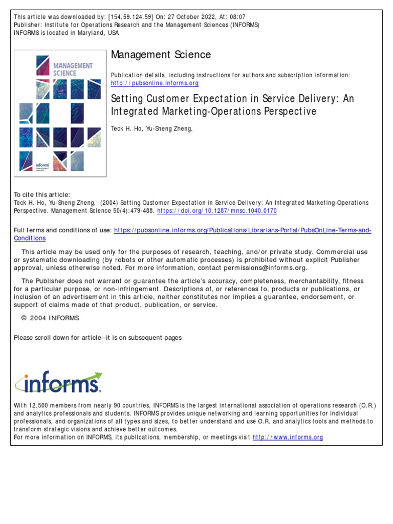 Setting Customer Expectation in Service Delivery - An Itegrated ...