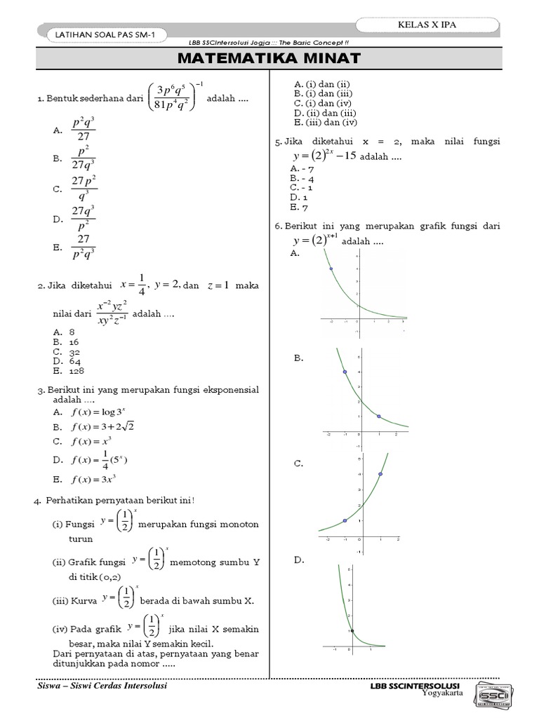 Matematika Minat - X IPA - Soal-Soal PAS Semester 1 - ODS PAS | PDF