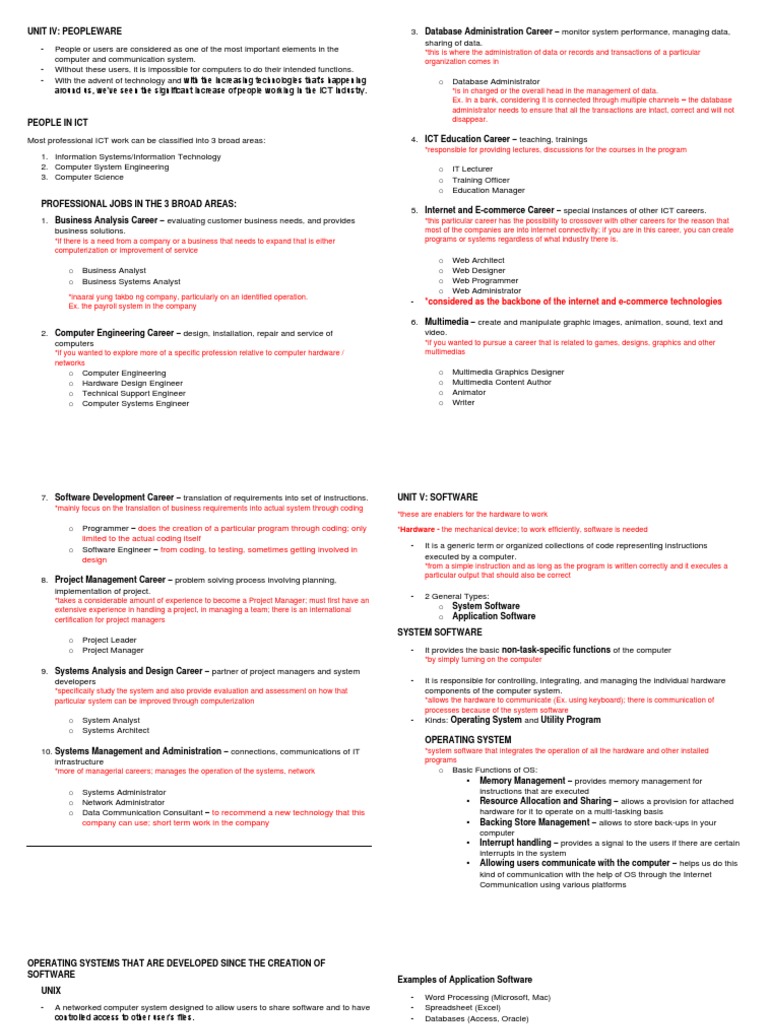 Unit Iv: Peopleware: Considered As The Backbone of The Internet and E-Commerce Technologies ...