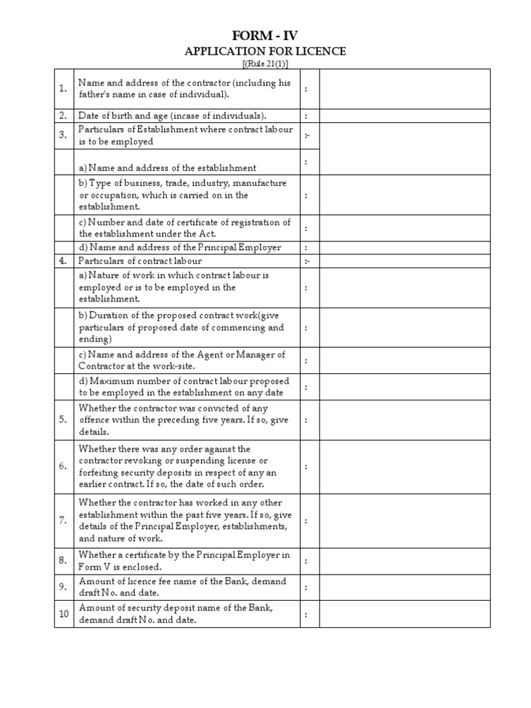 FORM IV & V | PDF | License | Employment