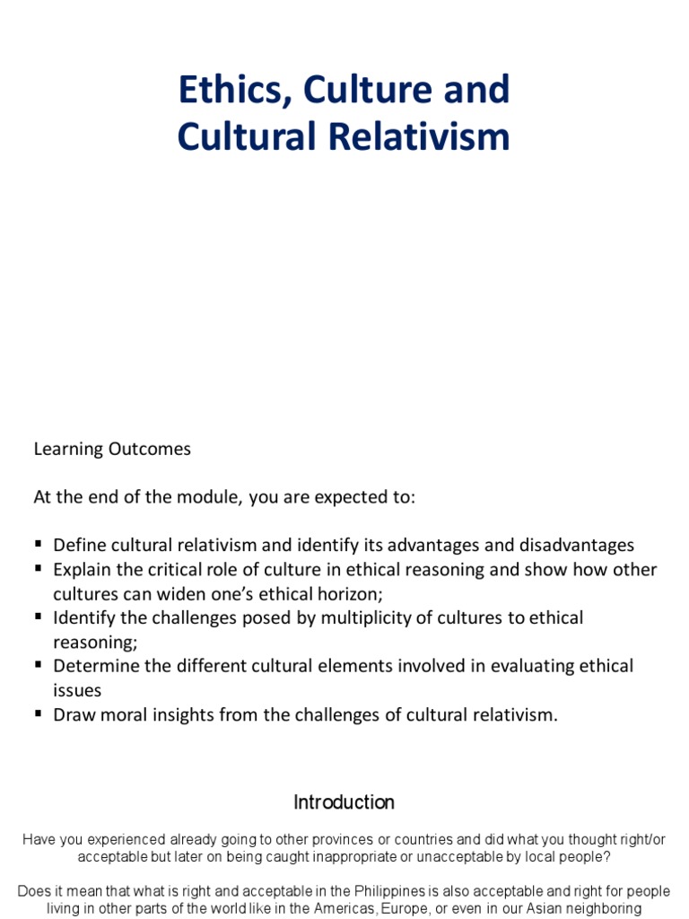 Ethics, Culture and Cultural Relativism | PDF | Morality | Relativism