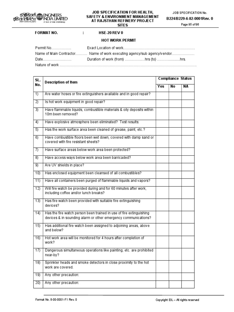 Eil Daily Safety Checklist | PDF